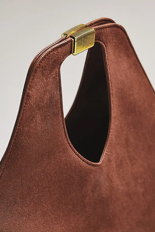 Anthropologie Faux-suede Tote Bag With Gilded Handle