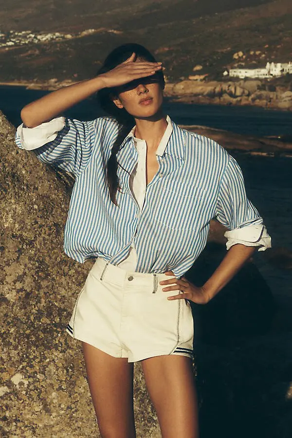 Maeve The Shrunken Bennet Buttondown Shirt - Blissful Blue Stripe