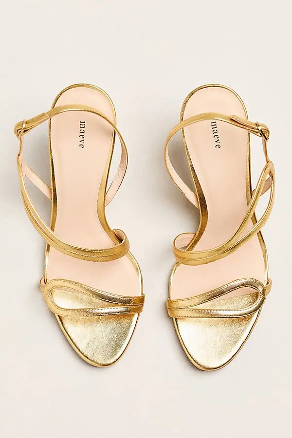 Maeve Loopy Ankle Wrap Heels - Champagne