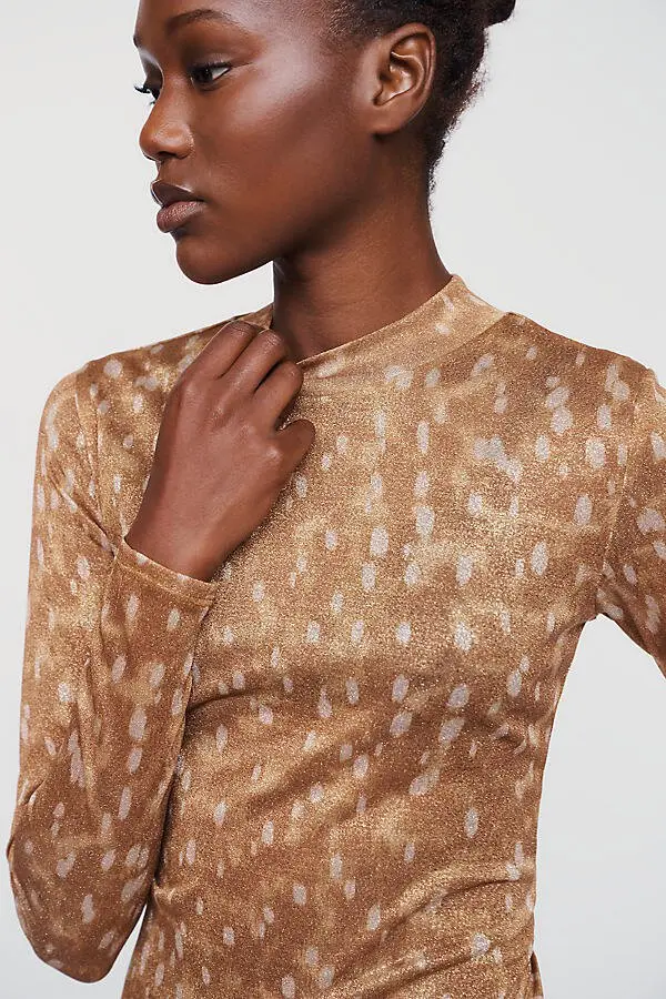 L*Space Shimmer Long-sleeve Mock-neck Top