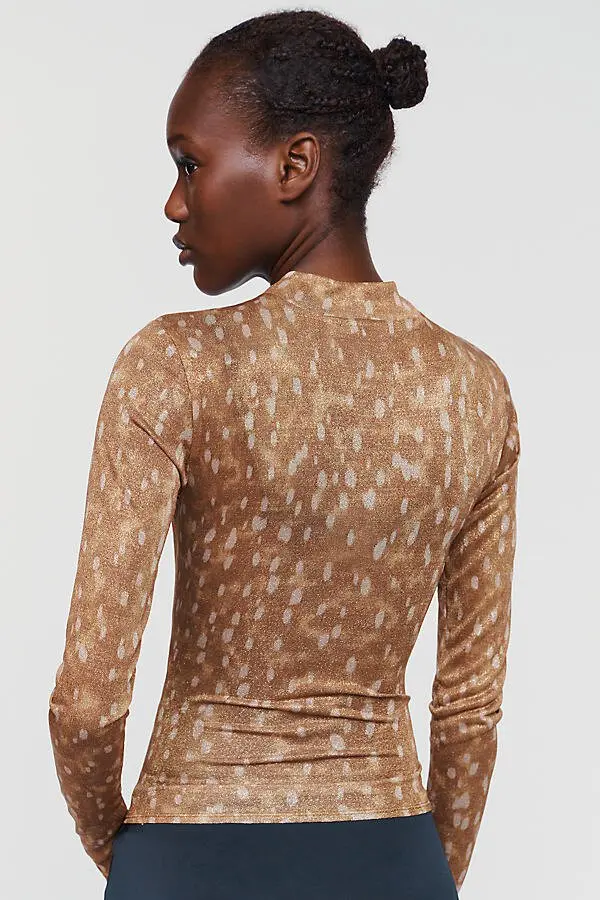 L*Space Shimmer Long-sleeve Mock-neck Top