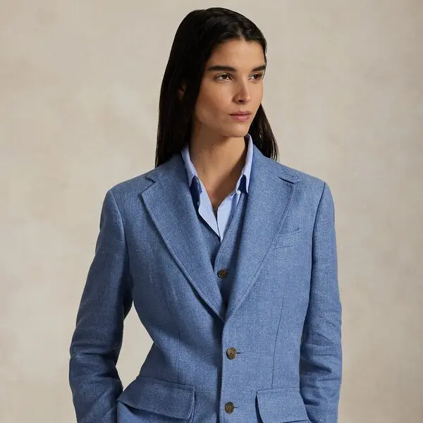 Ralph Lauren Single-breasted Linen-cotton Blazer - Blue