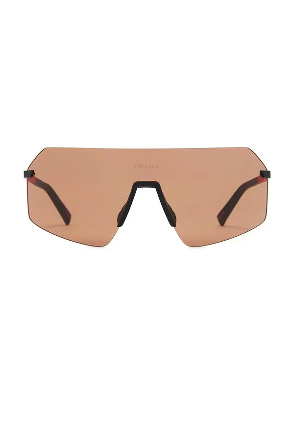 Prada Shield Sunglasses - Black & Solid Brown