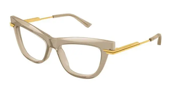 Bottega Veneta Eyeglasses Bv1266o - Brown Gold Transparen