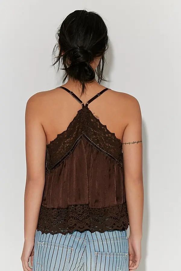 Free People Fiona Satin Cami - Chicory Coffee