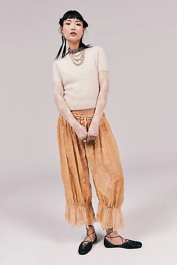 Free People Forever Young Burnout Pants - Desert Mist Combo