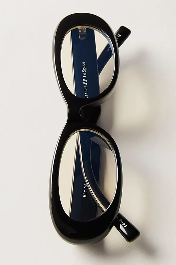 Le Specs Hey Ya Blue Light Oval Glasses - Black