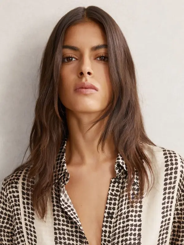 REISS Harper Tile-print Bib Shirt