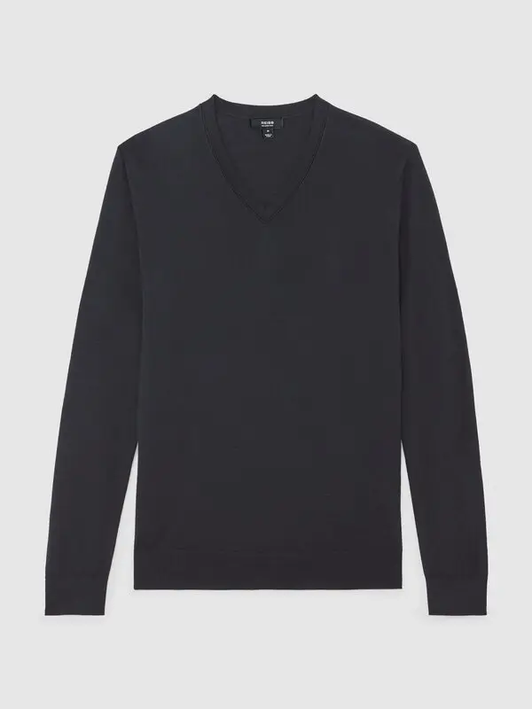 REISS Earl Merino Wool V-neck Jumper