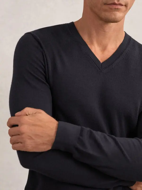 REISS Earl Merino Wool V-neck Jumper