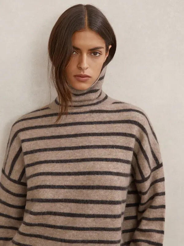 REISS Wynn Stripe Roll-neck Jumper