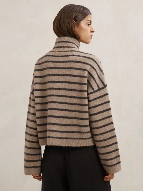 REISS Wynn Stripe Roll-neck Jumper