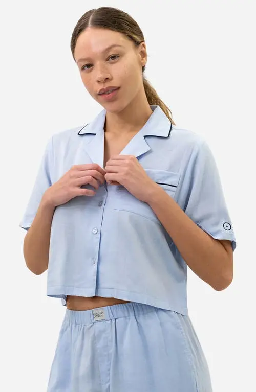 SUNDAY CITIZEN Piped Cotton Blend Pajamas - Light Blue