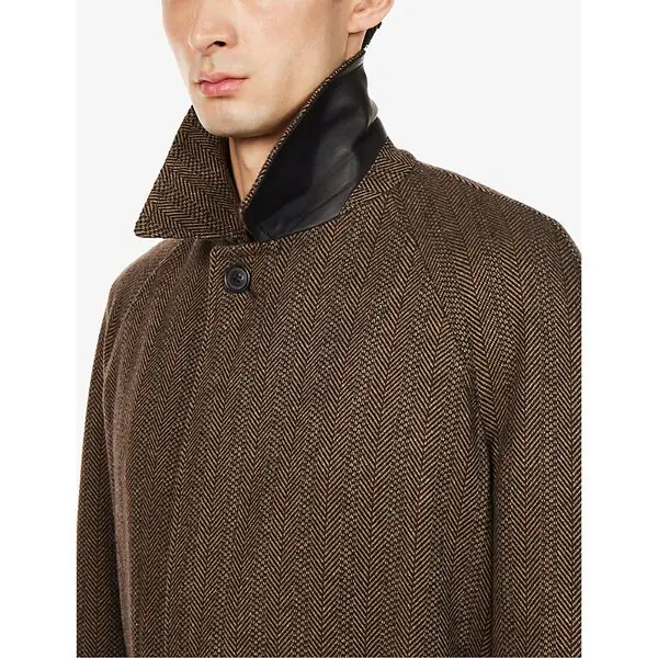 Corneliani Herringbone Belted Cashmere Overcoat