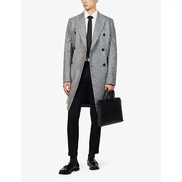 Paul Smith Speckled Double-breasted Wool Overcoat