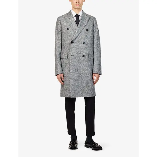 Paul Smith Speckled Double-breasted Wool Overcoat