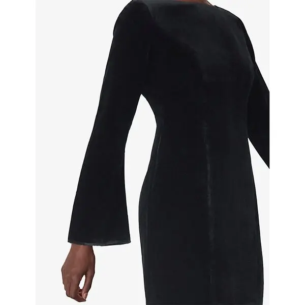 Whistles Square-Neck Flare-Sleeve Velvet Mini Dress In Black - 38% Off |  Editorialist