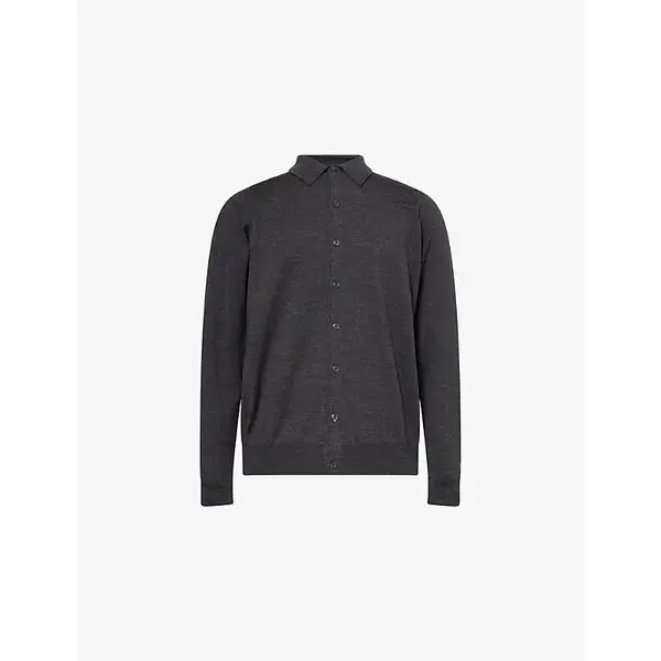 John Smedley Buttoned Knitted Merino-wool Jacket - Charcoal