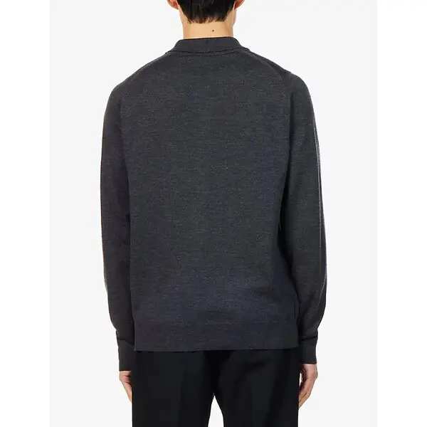 John Smedley Buttoned Knitted Merino-wool Jacket - Charcoal