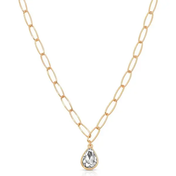 Ettika Cubic Zirconia Teardrop Necklace - Gold