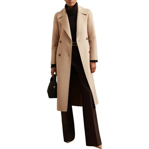 REISS Wool Blend Coat With Sash - Neutral