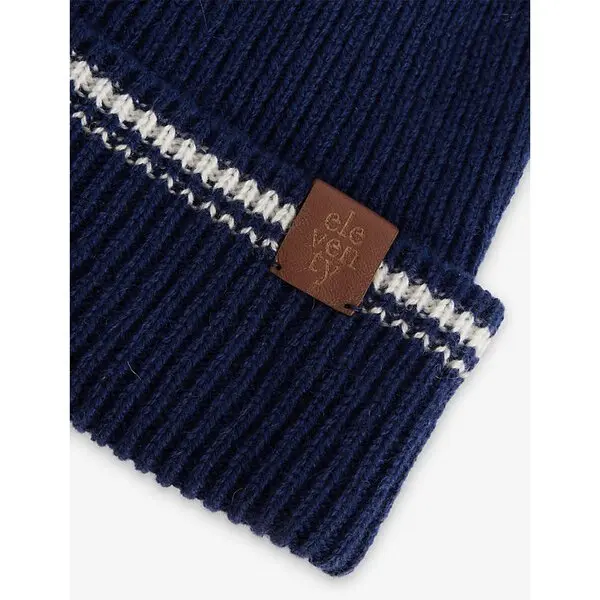 Eleventy Cashmere Beanie With Striped Trim