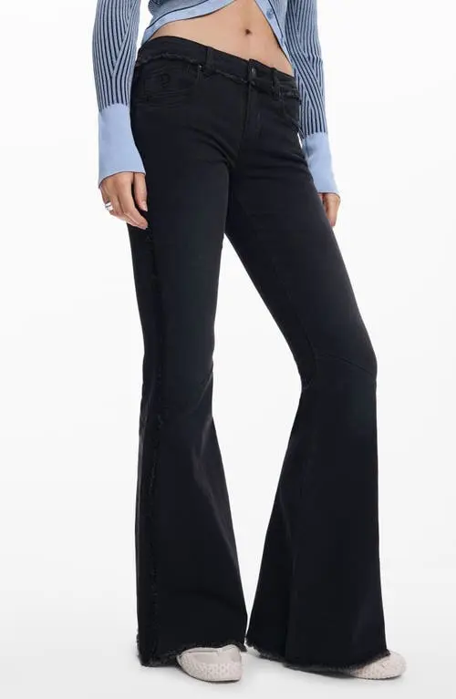 Desigual Frayed Low Rise Flare Jeans