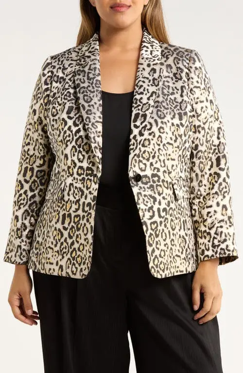 TAHARI ASL Leopard Metallic Blazer