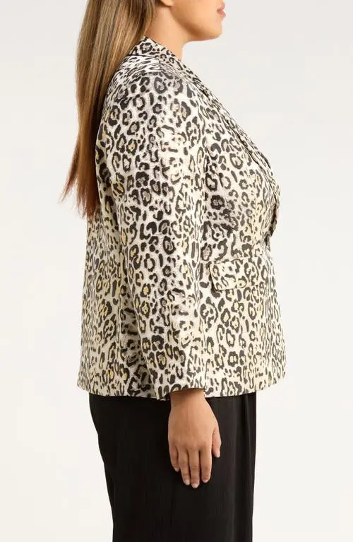 TAHARI ASL Leopard Metallic Blazer