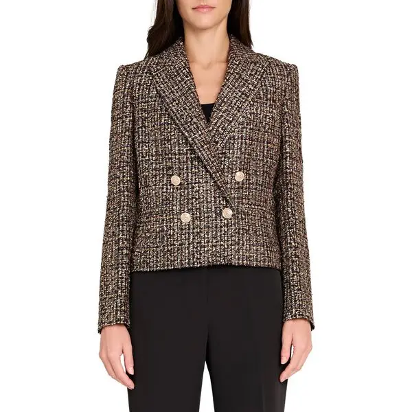 TAHARI ASL Metallic Bouclé Crop Jacket