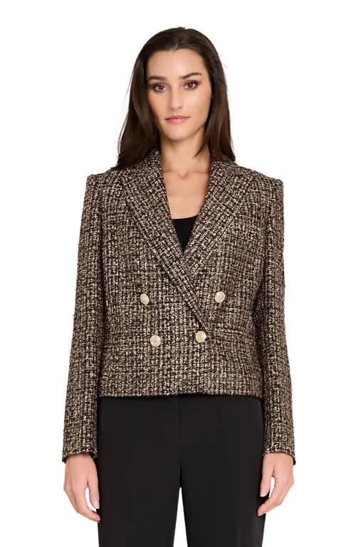 TAHARI ASL Metallic Bouclé Crop Jacket