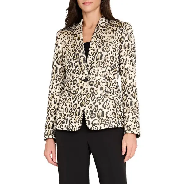 TAHARI ASL Leopard Print Metallic Blazer