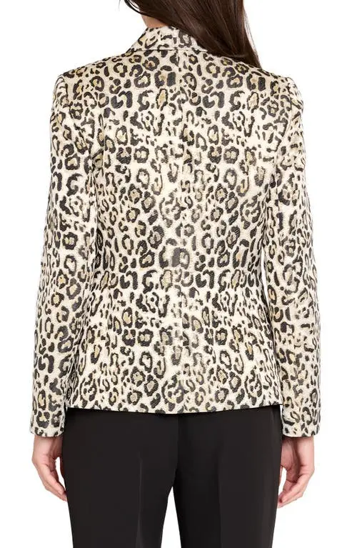 TAHARI ASL Leopard Print Metallic Blazer
