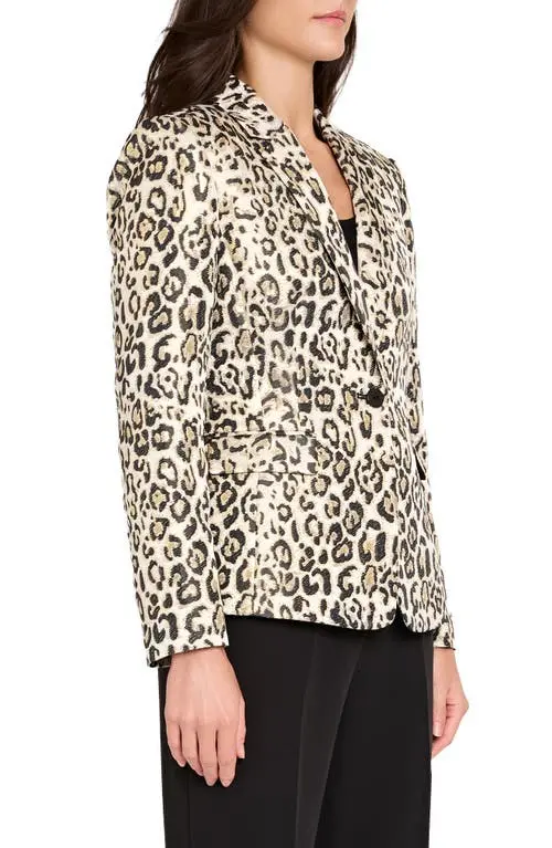 TAHARI ASL Leopard Print Metallic Blazer