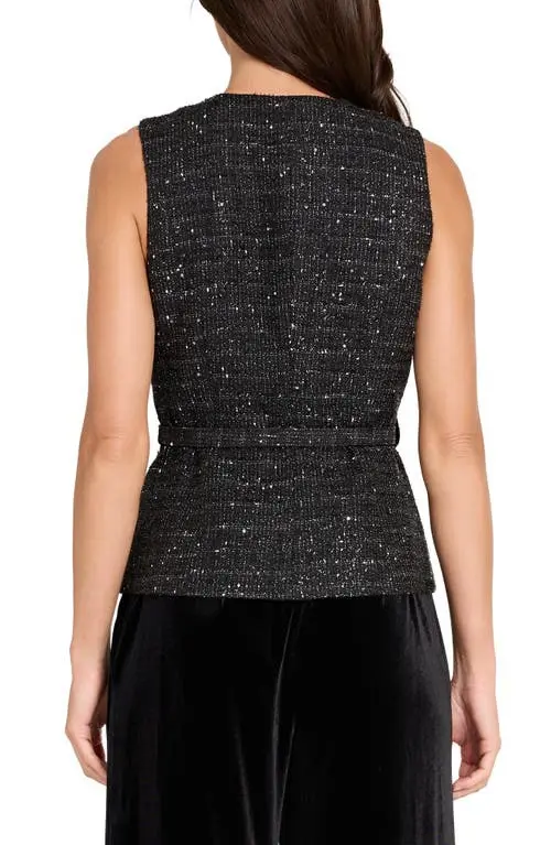 TAHARI ASL Rhinestone Bouclé Vest