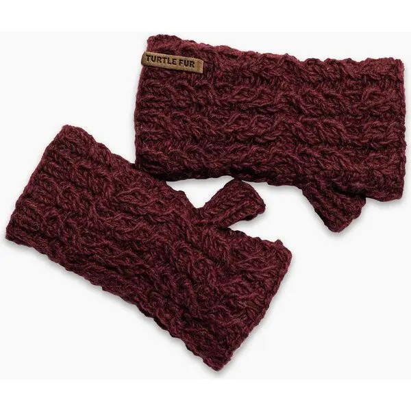 Turtle Fur Mika Wool Fingerless Mittens - Bordeaux