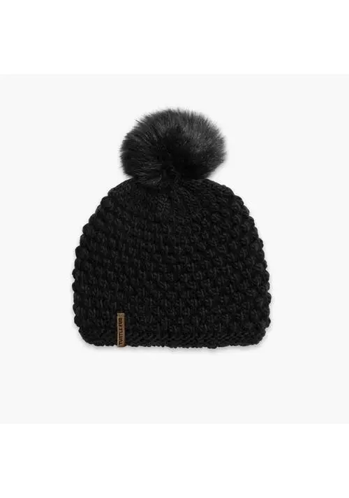 Turtle Fur Snowfall Pom Slouch Beanie - Black