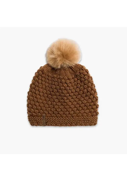 Turtle Fur Snowfall Pom Slouch Beanie - Camel