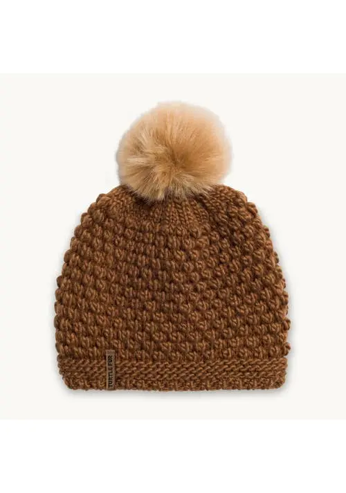 Turtle Fur Snowfall Pom Slouch Beanie - Camel