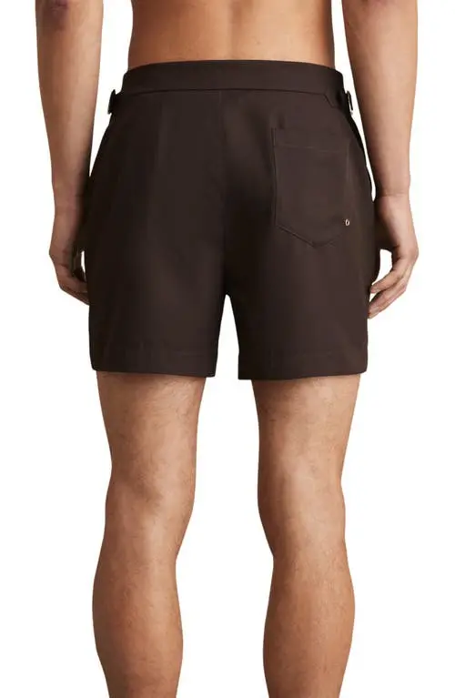 REISS Sun Flat Front Swim Trunks - Chocolate Brown
