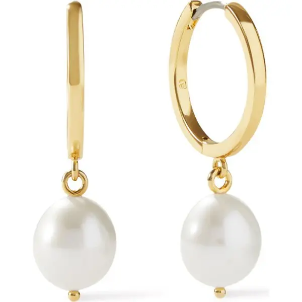 ANA LUISA Medium Frida Freshwater Pearl Drop Hoop Earrings - Gold/white