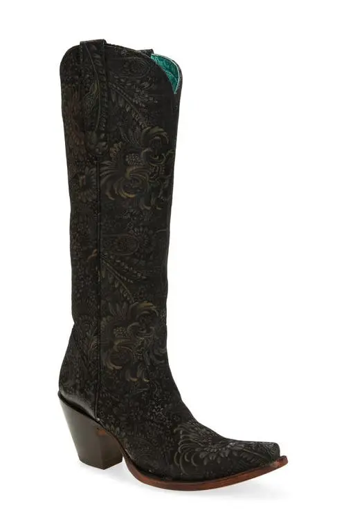 CORRAL Floral Knee High Western Boot