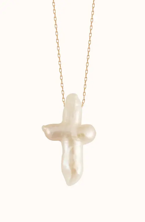 JOIANA JEWELRY Pearl Cross Pendant Necklace - Pearl/gold
