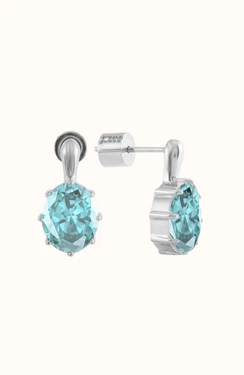 JOIANA JEWELRY Romy Zirconia Stud Drop Earrings - Aquamarine/white Silver
