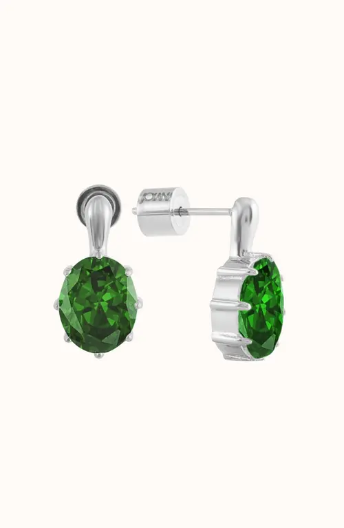 JOIANA JEWELRY Romy Zirconia Stud Drop Earrings - Emerald/white Silver