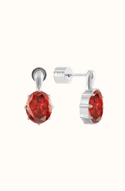 JOIANA JEWELRY Romy Zirconia Stud Drop Earrings - Garnet/white Silver