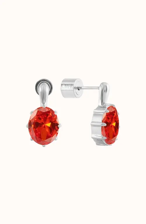 JOIANA JEWELRY Romy Zirconia Stud Drop Earrings - Orange/white Silver