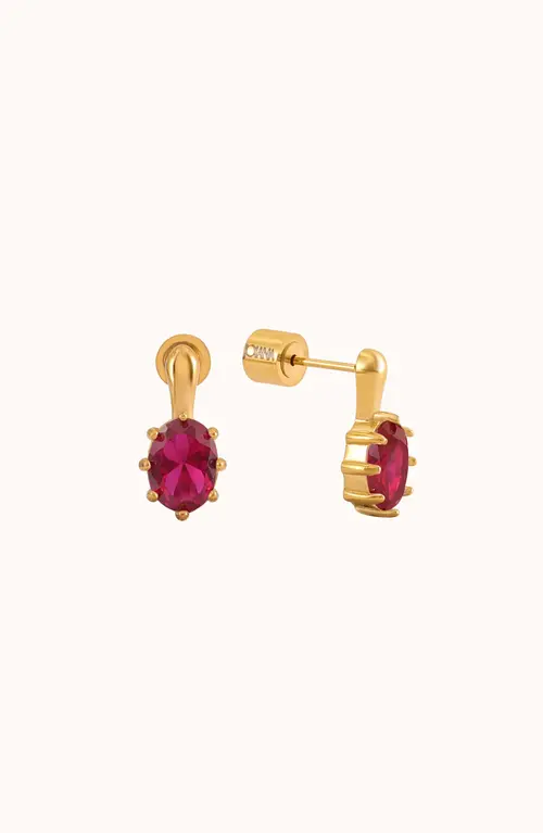 JOIANA JEWELRY Romy Zirconia Stud Drop Earrings - Ruby Gold