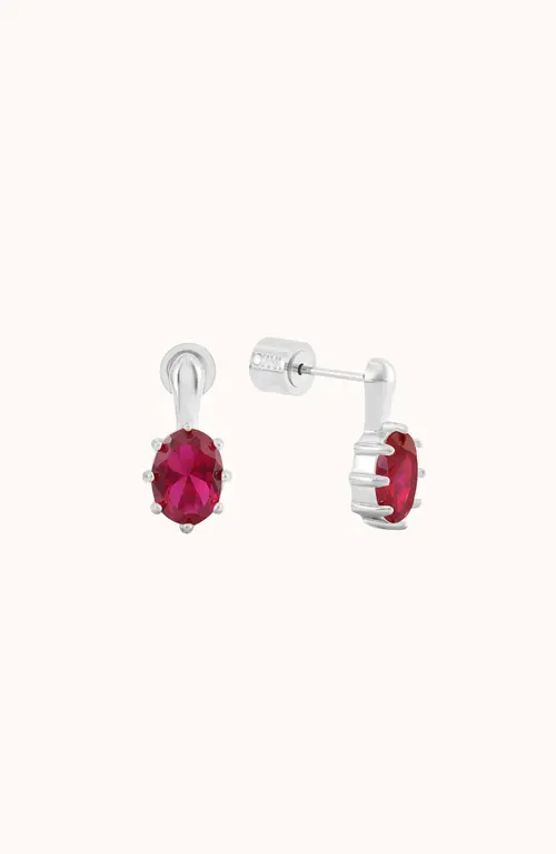JOIANA JEWELRY Romy Zirconia Stud Drop Earrings - Ruby White Silver