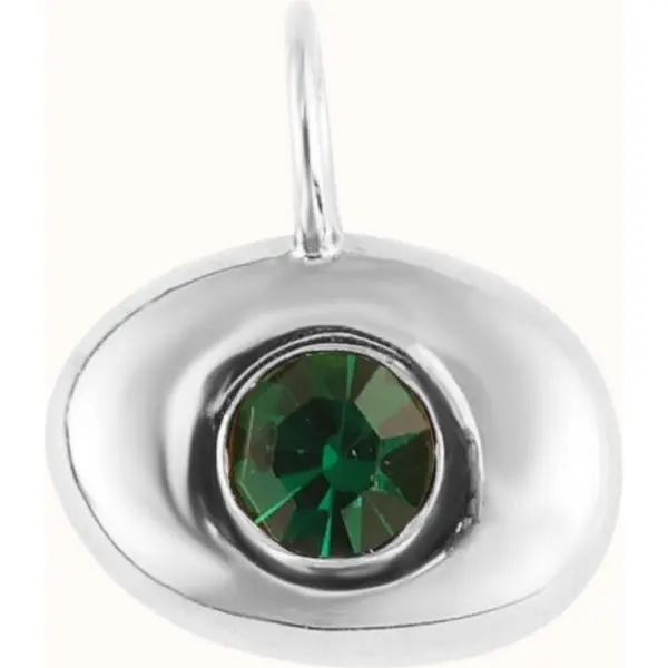 JOIANA JEWELRY Zirconia Bean Charm Pendant - White Silver/emerald